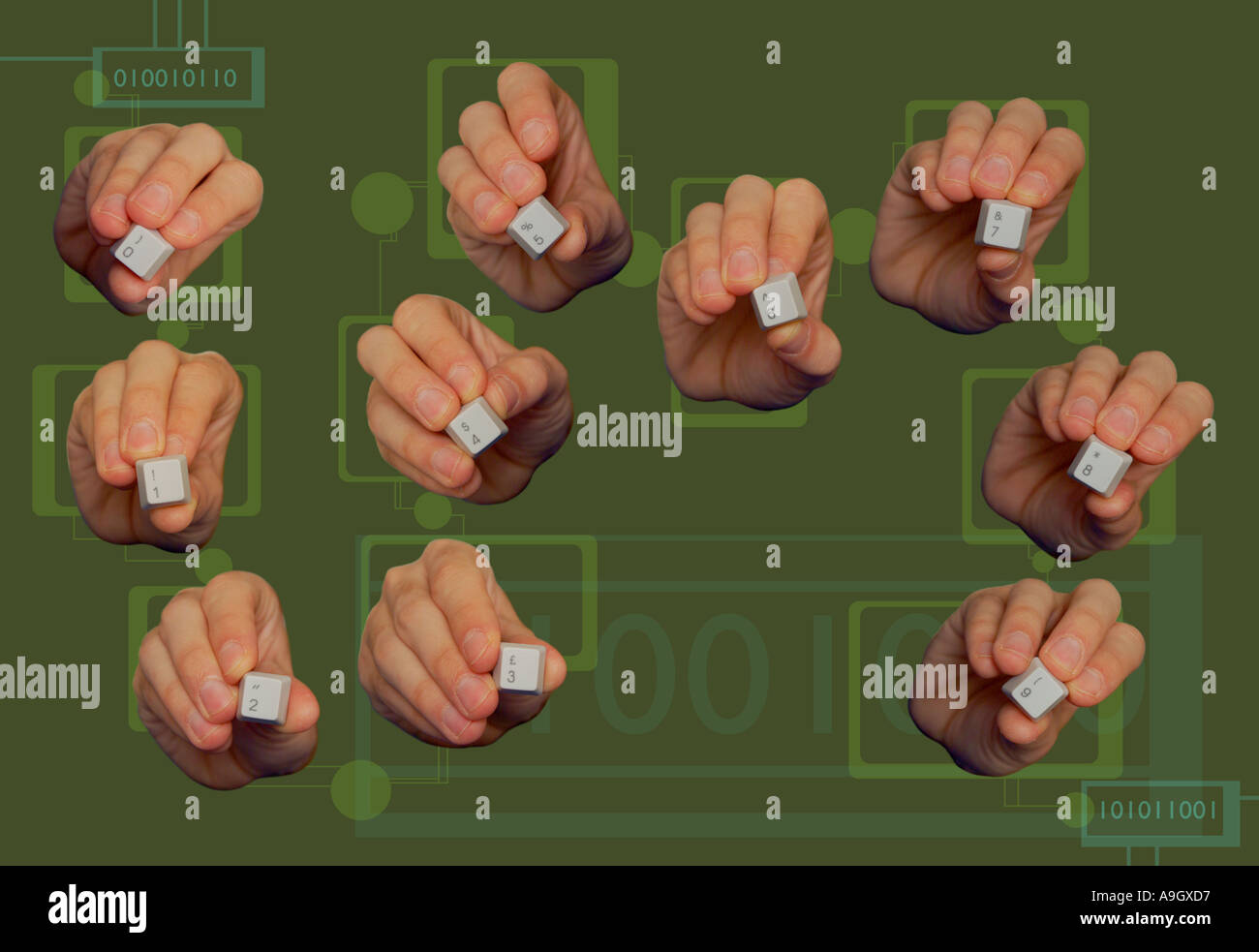 hands holding the number keys from a computer keyboard counting from ...