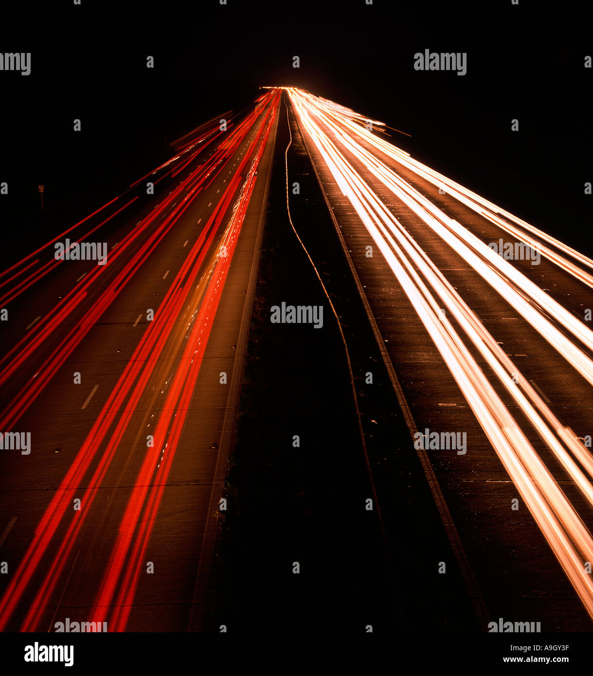 Night lights of traffic on M25 Motorway Reigate Surrey England Stock ...