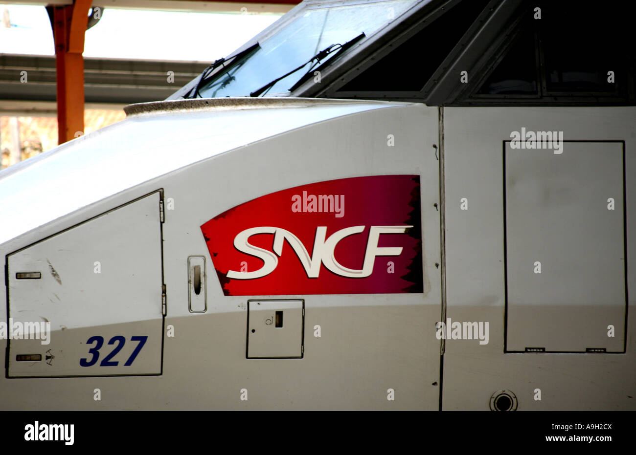 SNCF national railways logo on TGV high speed train in France 2007 ...