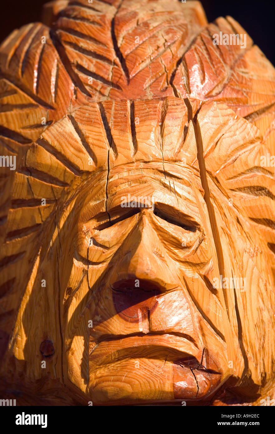 Carving of Indian, Red River, New Mexico, USA Stock Photo - Alamy