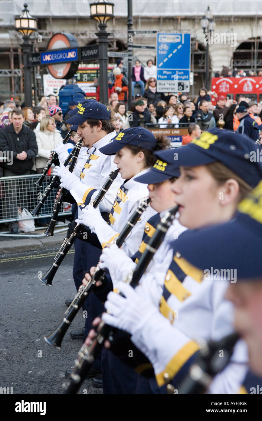 An American High School Marching Band performing at the London New Year ...