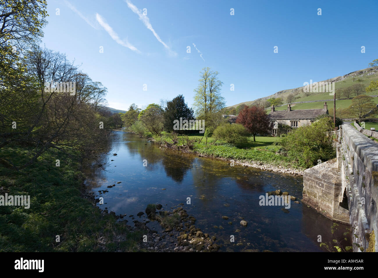 River and Bridge Arncliffe, Wharfedale, Yorkshire Dales National Park ...