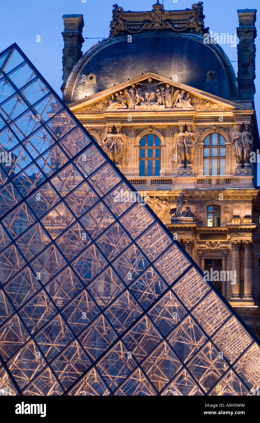 Paris. France. The Musee du Louvre at dusk Stock Photo - Alamy