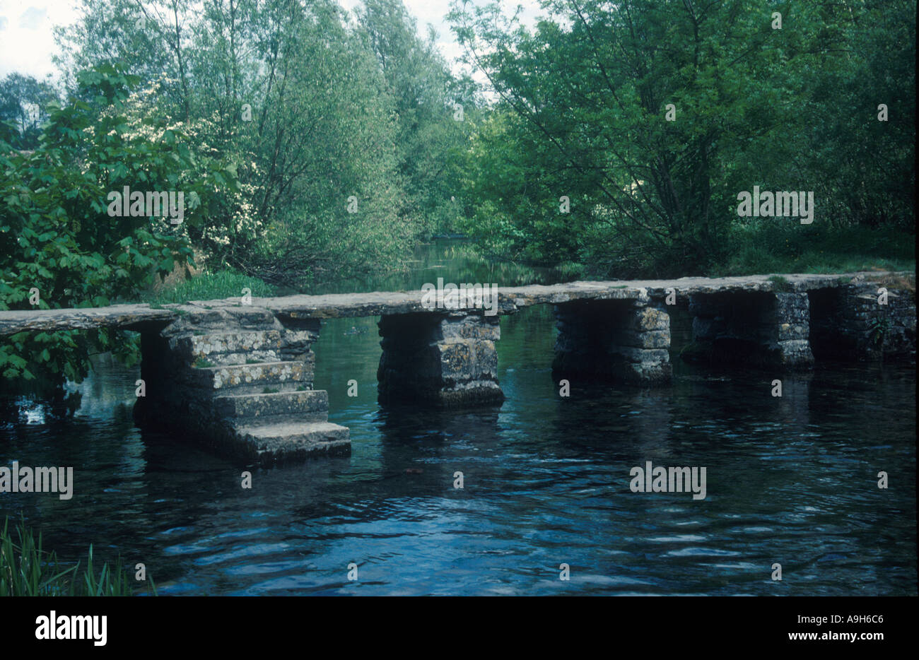 Bridge Clapper Bridge over River Leach at Eastleach Glos Stock Photo ...