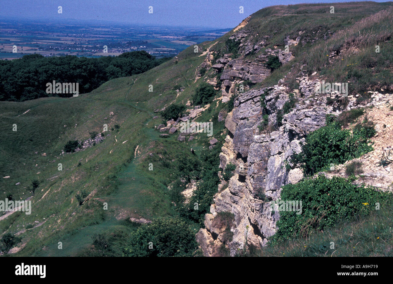 Britain England Limestone rocks Cleve Common Cotswodl Hills Stock Photo ...