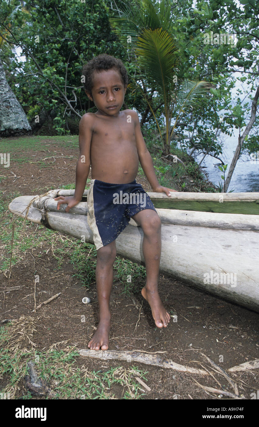 Papua New Guinea Boy by canoe Small village Tufi Kofure walk Papua New ...