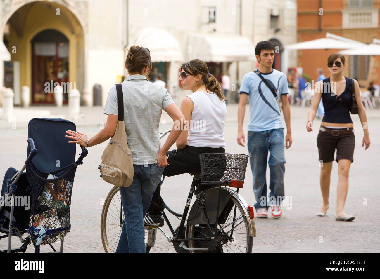 Women talking Reggio nell Emilia Emilia Romagna Italy Stock Photo - Alamy