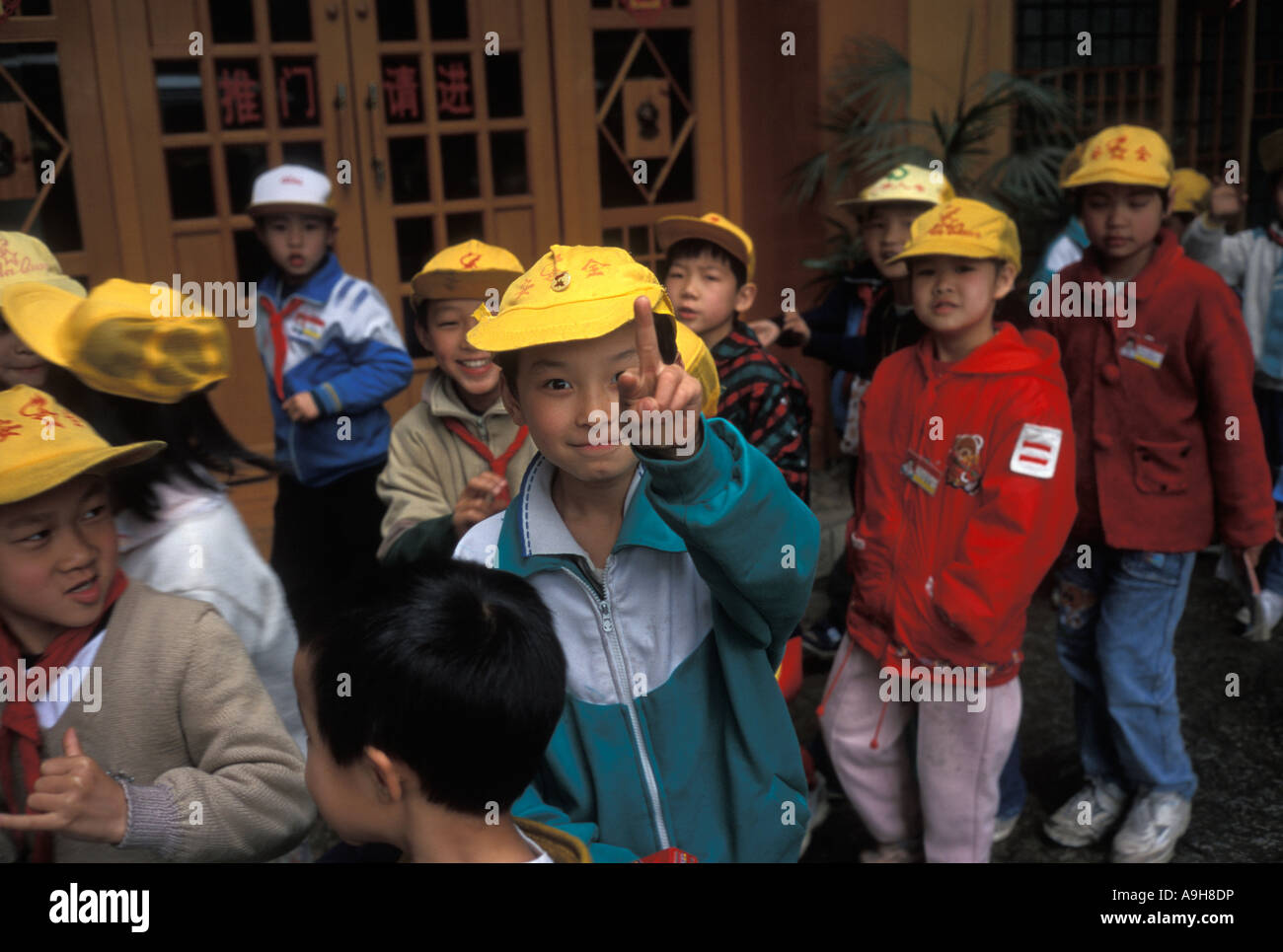 Chinese school children going home at lunch time in Yangshou China 2001 ...