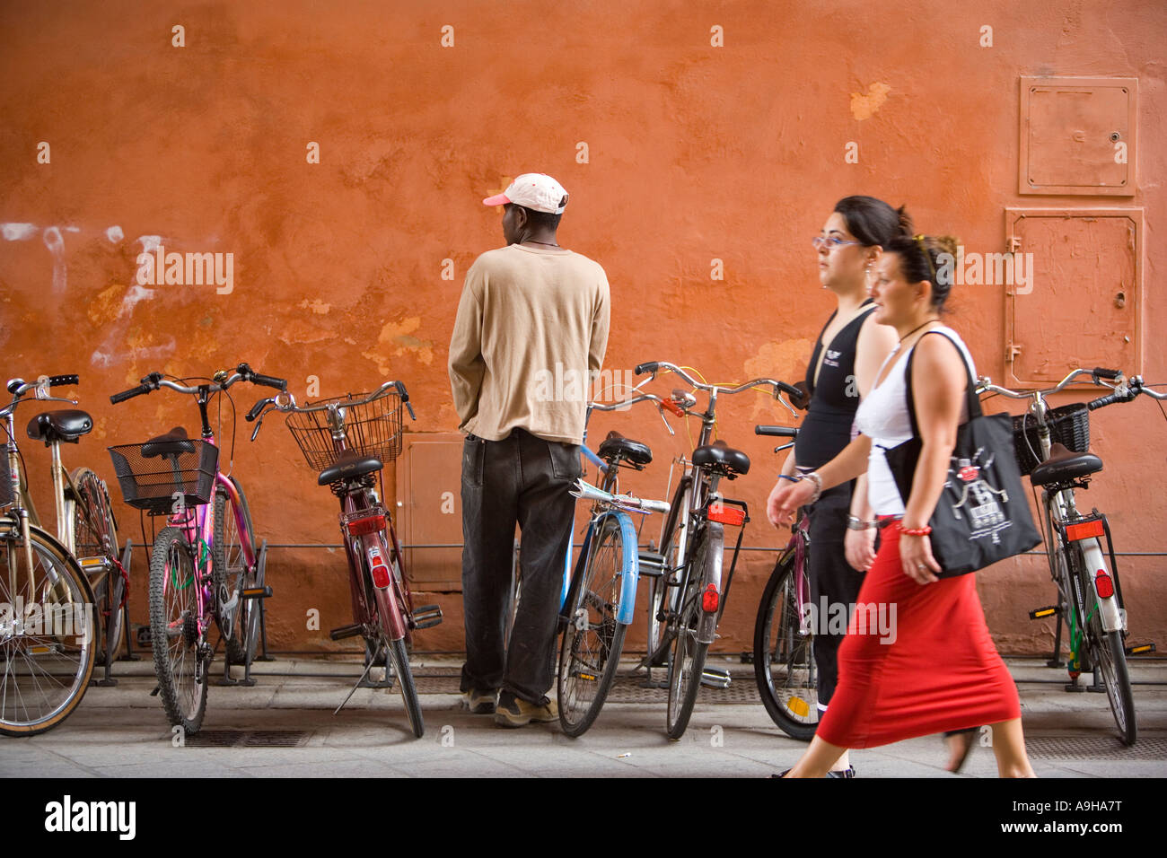 Bicycles and people Reggio nell Emilia Emilia Romagna Italy Stock Photo ...