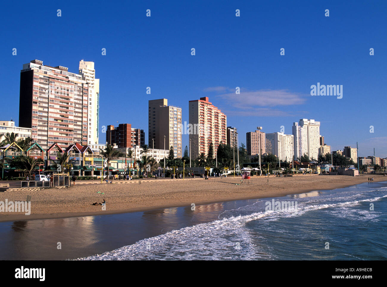 South Africa Durban Beach Overview at The Golden Mile Stock Photo - Alamy