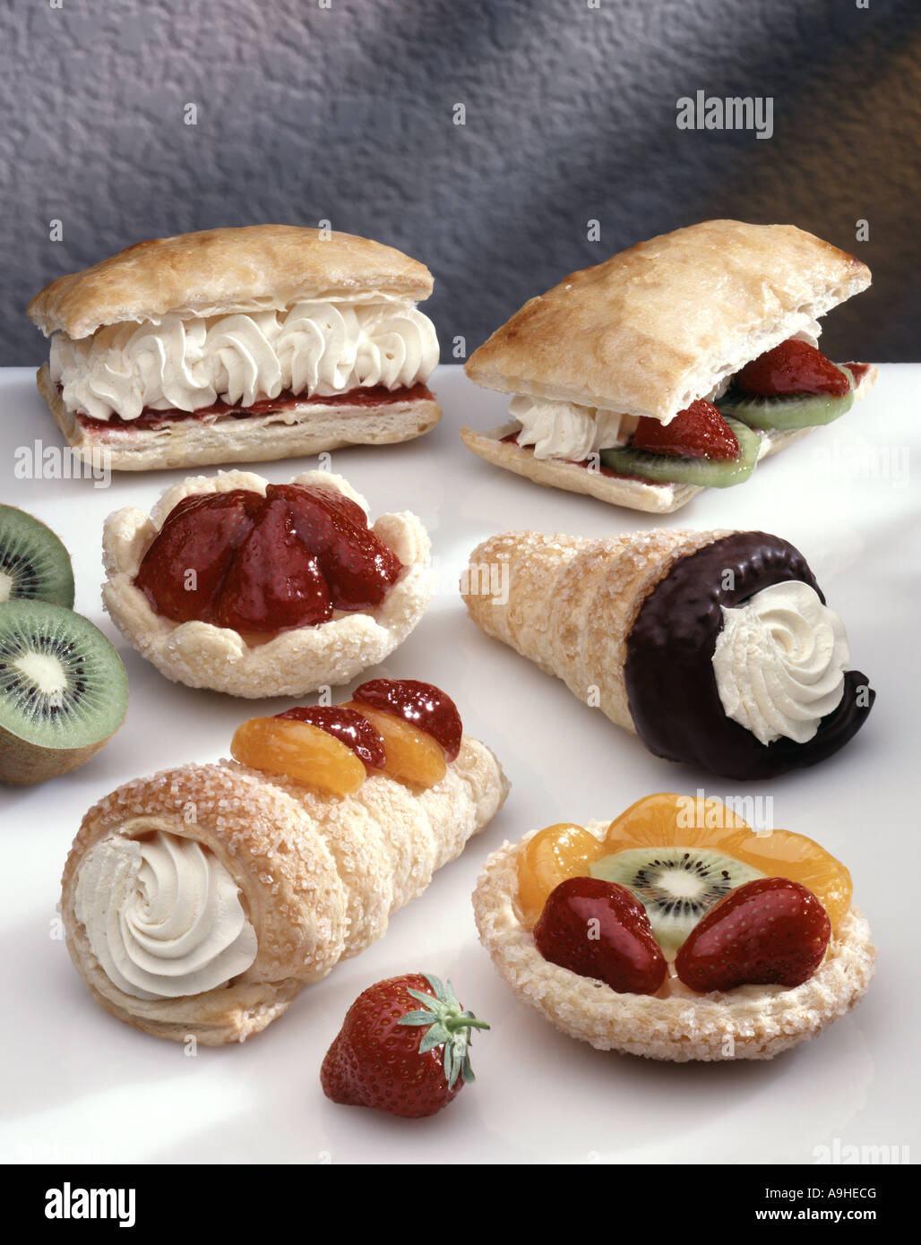 various fresh cream cakes Stock Photo - Alamy