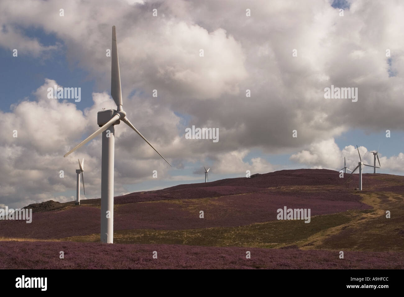 Wind turbines on Kirkby Moor wind farm producing electricity for part ...