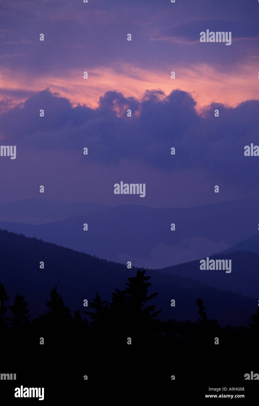 Appalachian Trail Mahoosuc Mountains at sunrise Mahoosuc Arm ME Stock ...