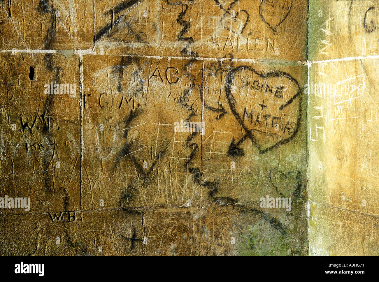 Old graffiti on wall England Stock Photo - Alamy
