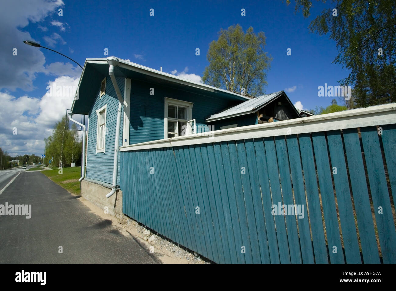 Blue house Finland Stock Photo - Alamy