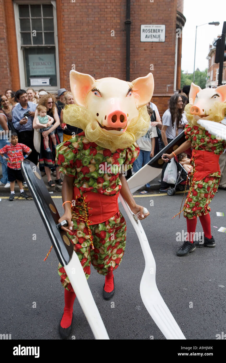 Costumed carnival performers in Islington Stock Photo - Alamy