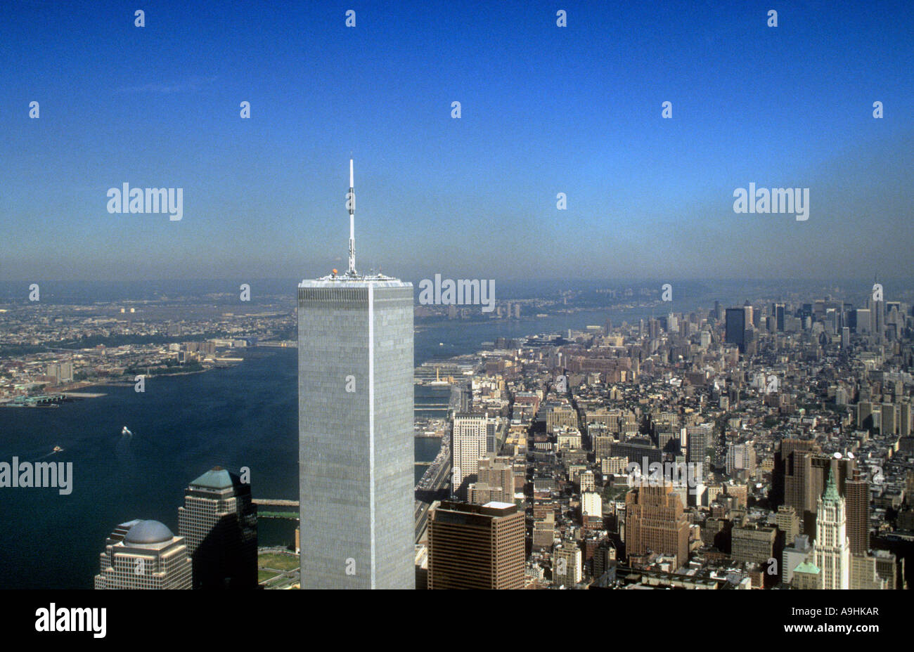 Ariel View Of Manhattan, Pre 9/11 Stock Photo - Alamy