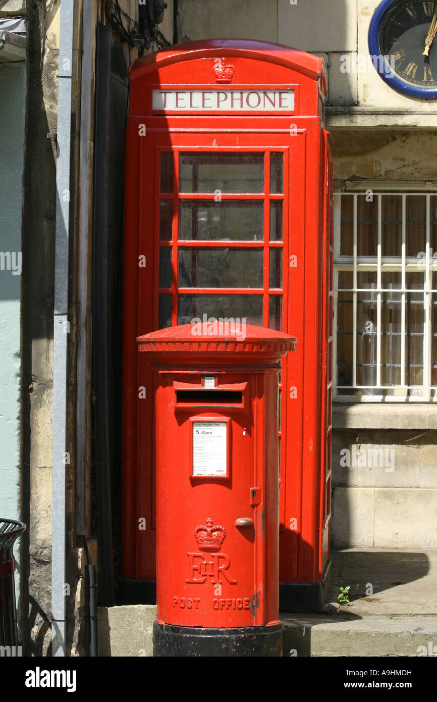 Old Style Telephone Box and Post Box Stock Photo - Alamy