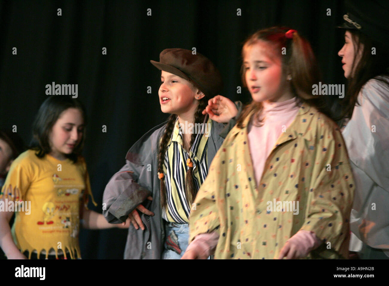 Children girls playing on a stage performance performing communicating ...