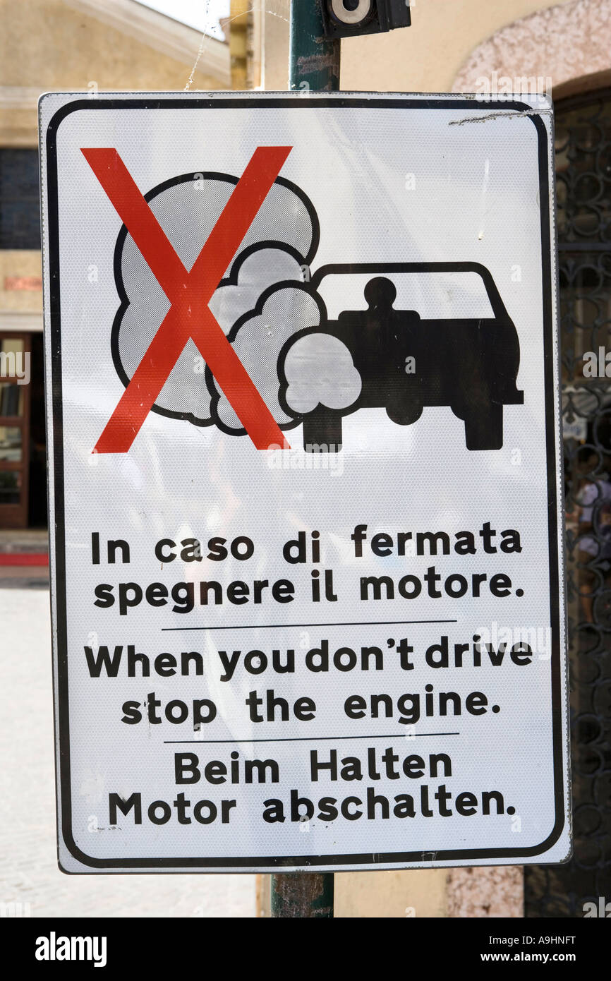 Stop car engine sign Sirmione Lake Garda Italy Stock Photo - Alamy