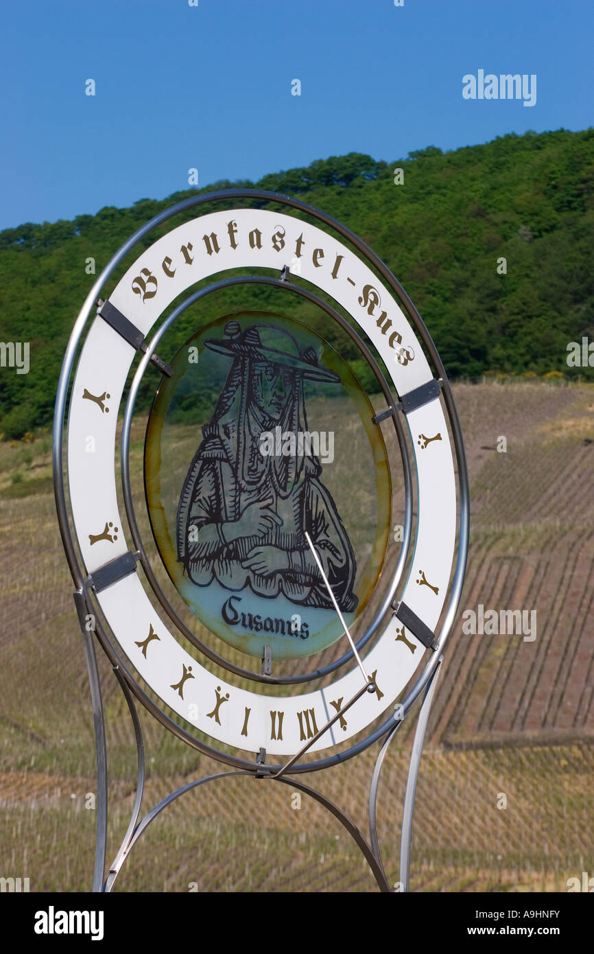 Sundial on the Moselle bridge in Bernkastel Kues Rhineland Palatinate ...