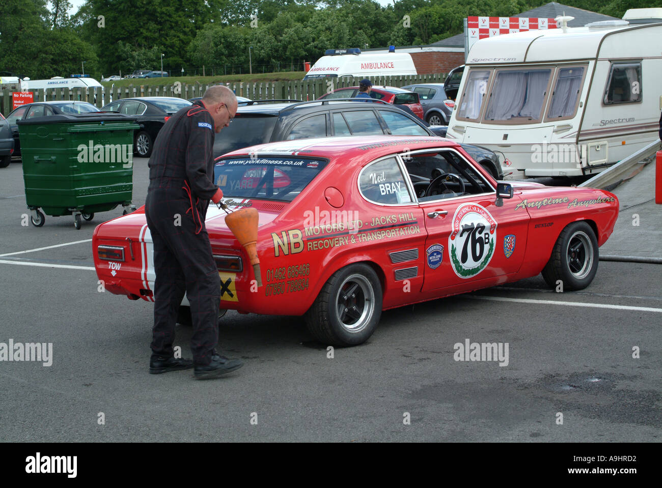 Red Ford Capri 3000 at Oulton Park Cheshire Stock Photo - Alamy