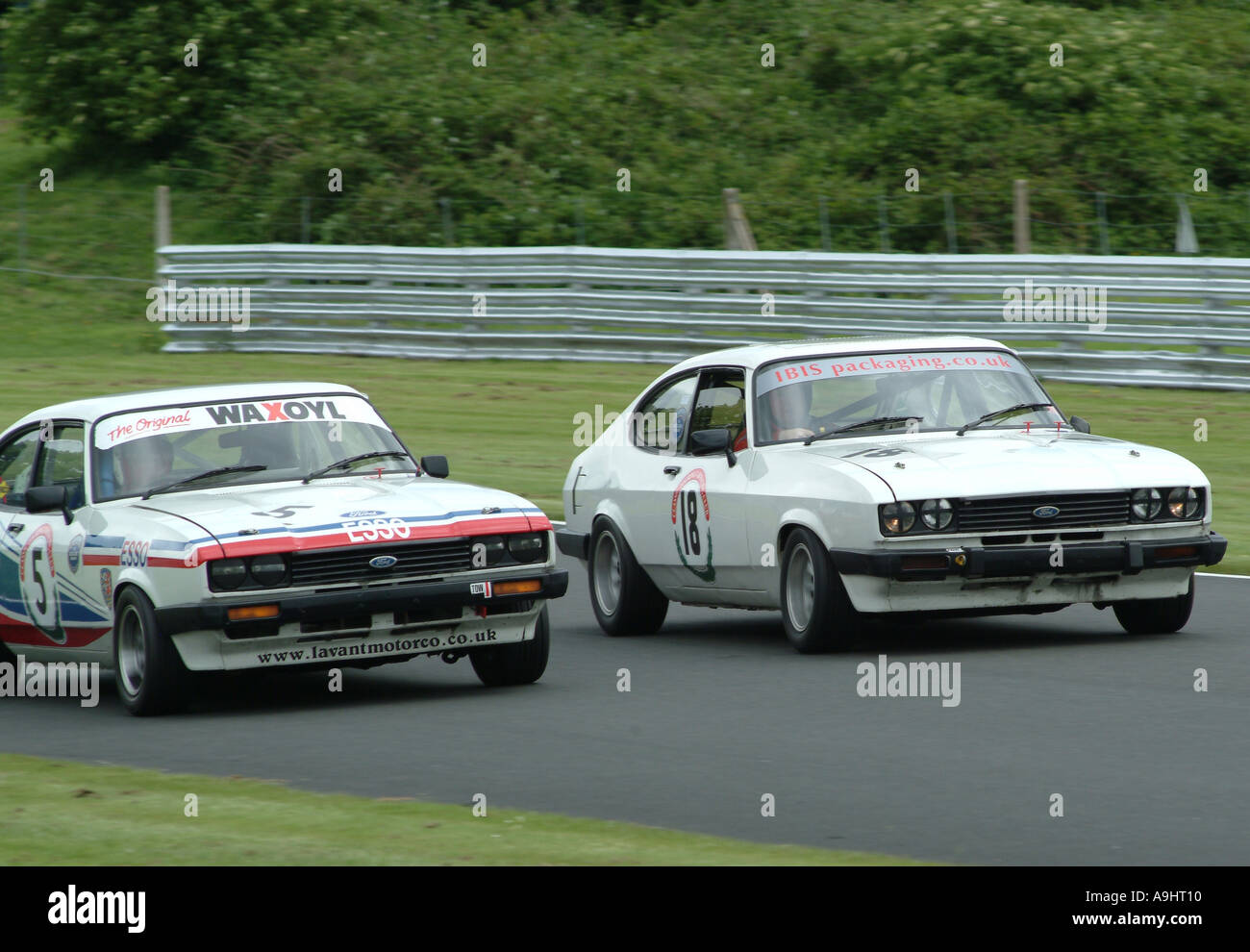 Two Ford Capris Racing at Oulton Park Motor Racing Circuit Cheshire ...
