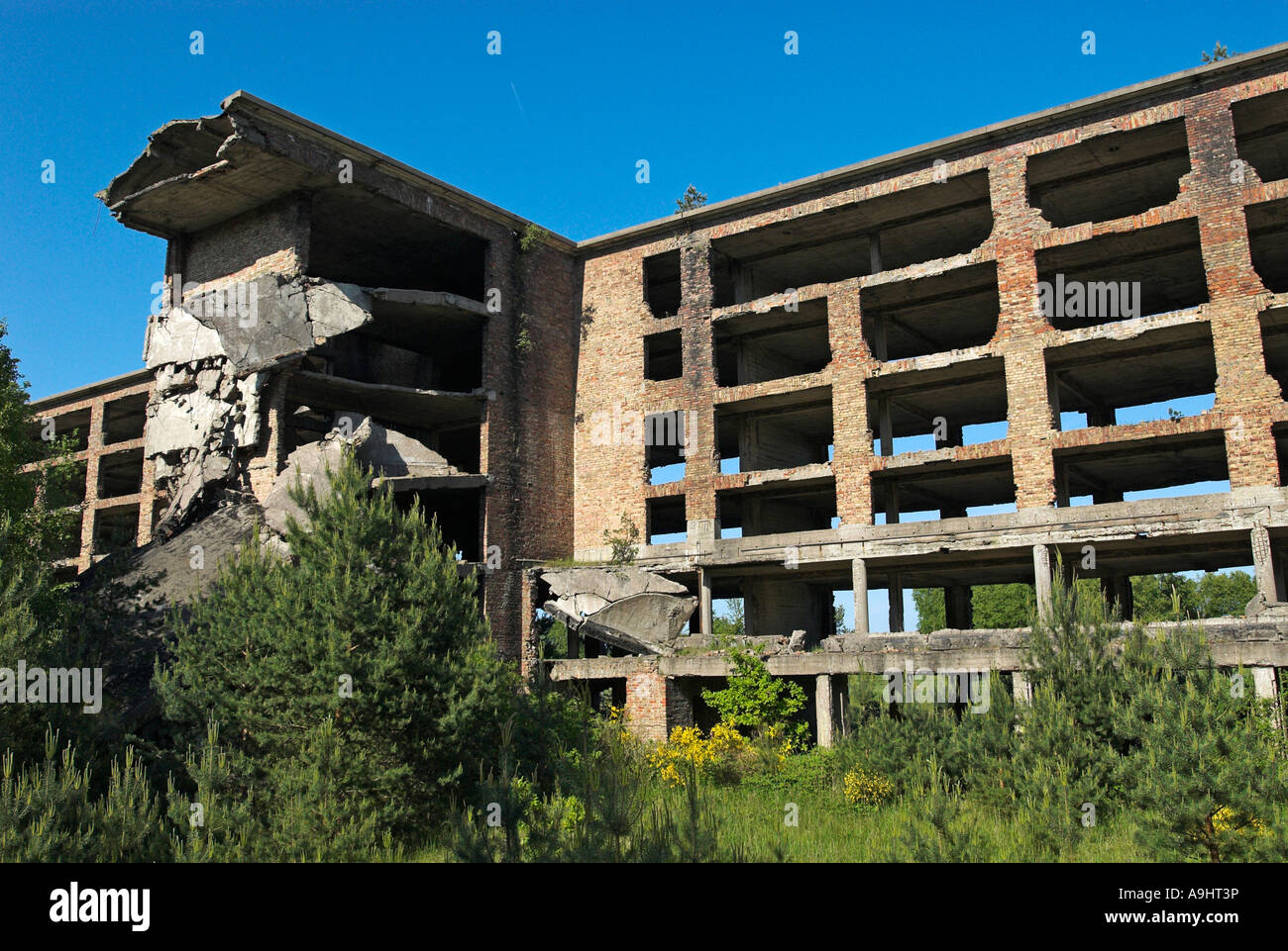 Ruins of the fascist architecture at Prora, Ruegen island, Mecklenburg ...