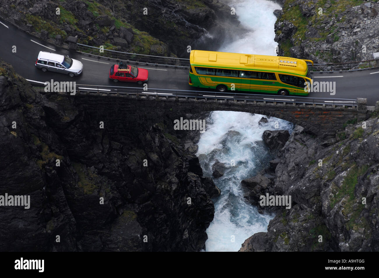 Motor bus, cars, Trollstigen, Norway Stock Photo - Alamy