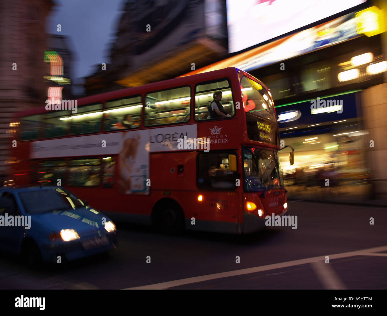 Driving double decker bus at night hi-res stock photography and images ...