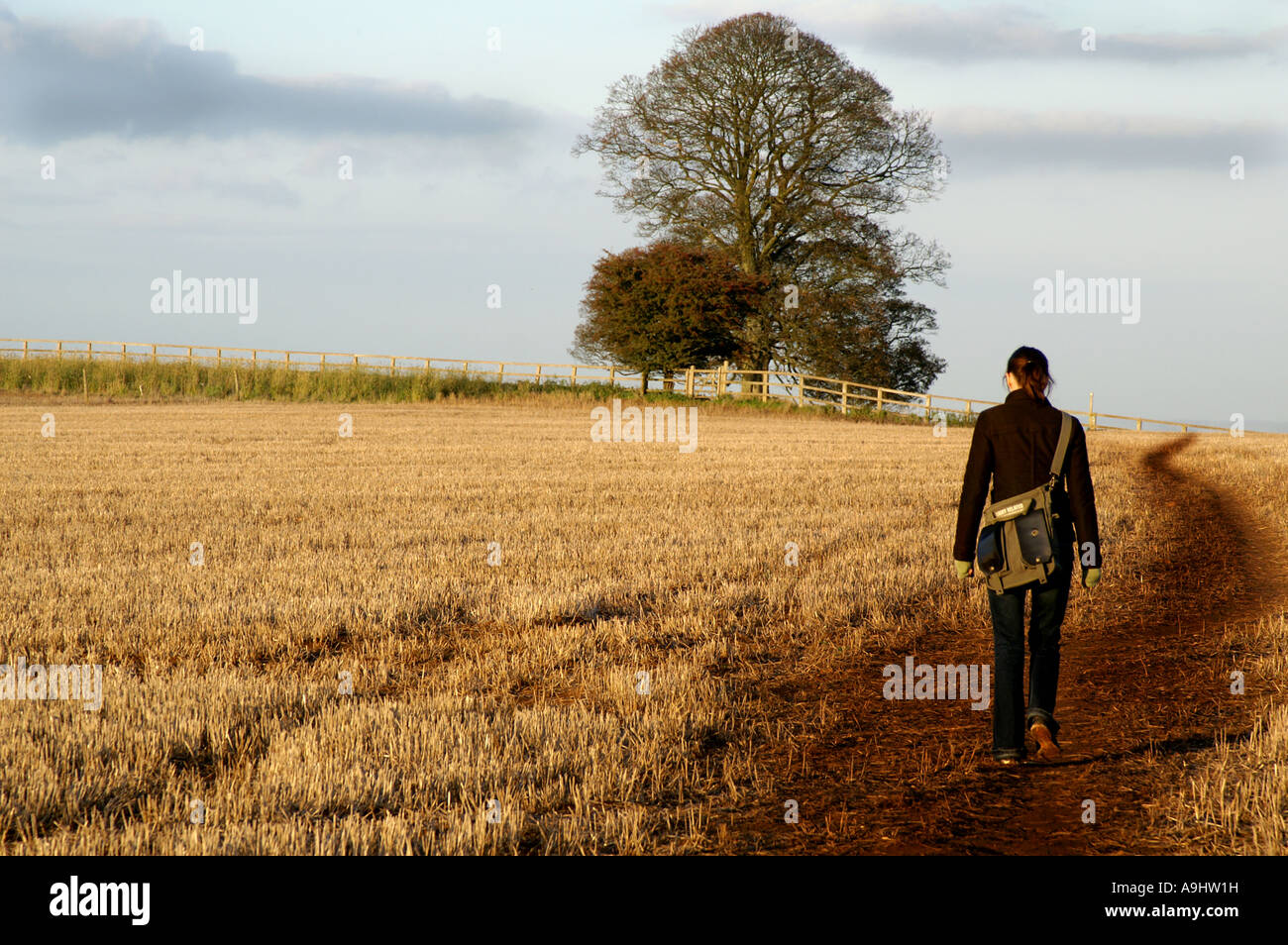 girl walking on Cotswolds path Stock Photo - Alamy