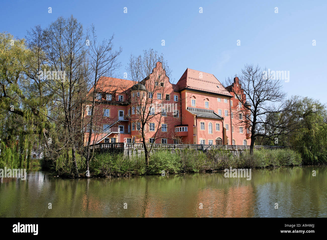 Moated castle in Taufkirchen an der Vils, Upper Bavaria, Germany Stock ...