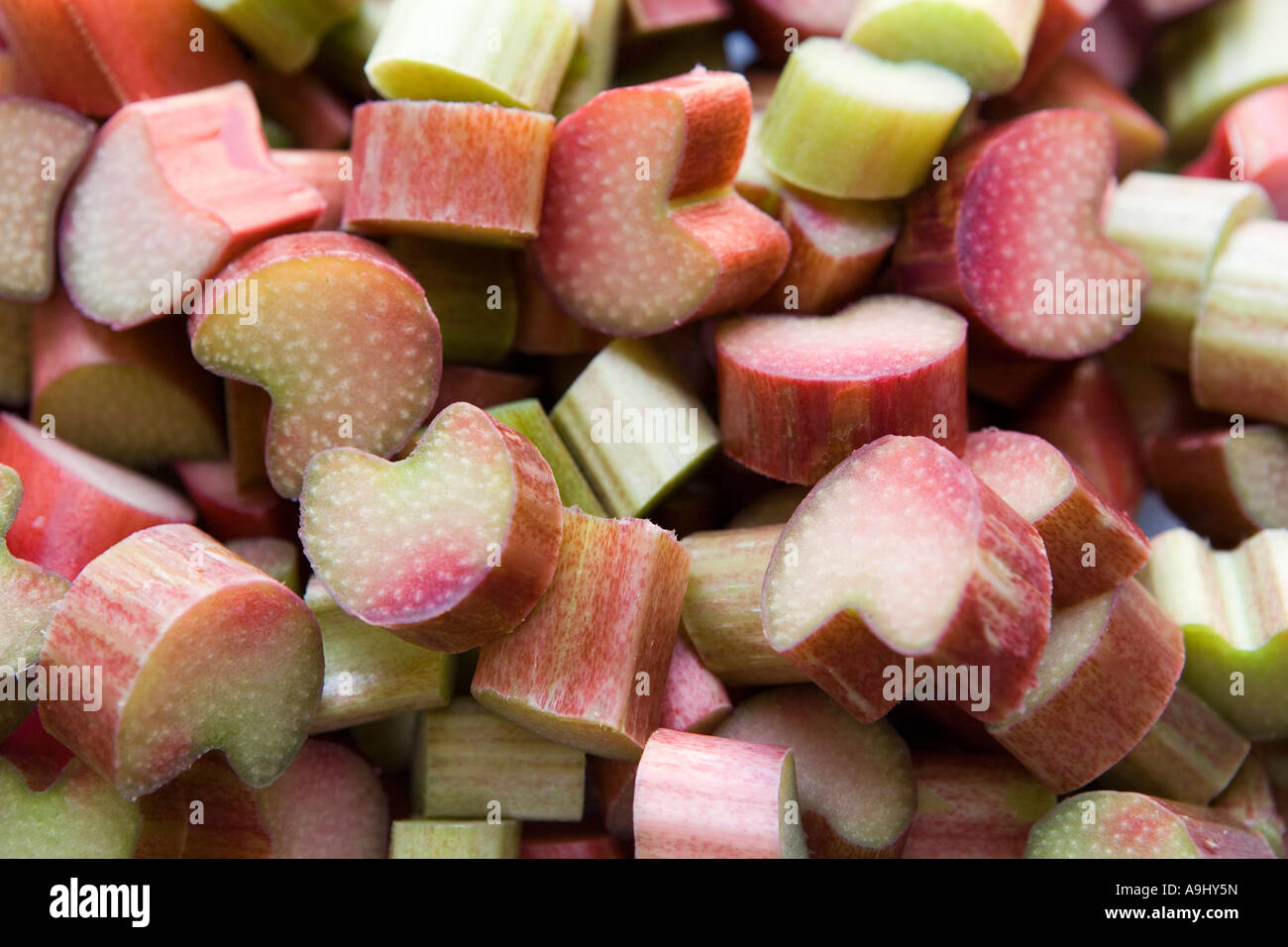 Cut rhubarb in detail Stock Photo - Alamy