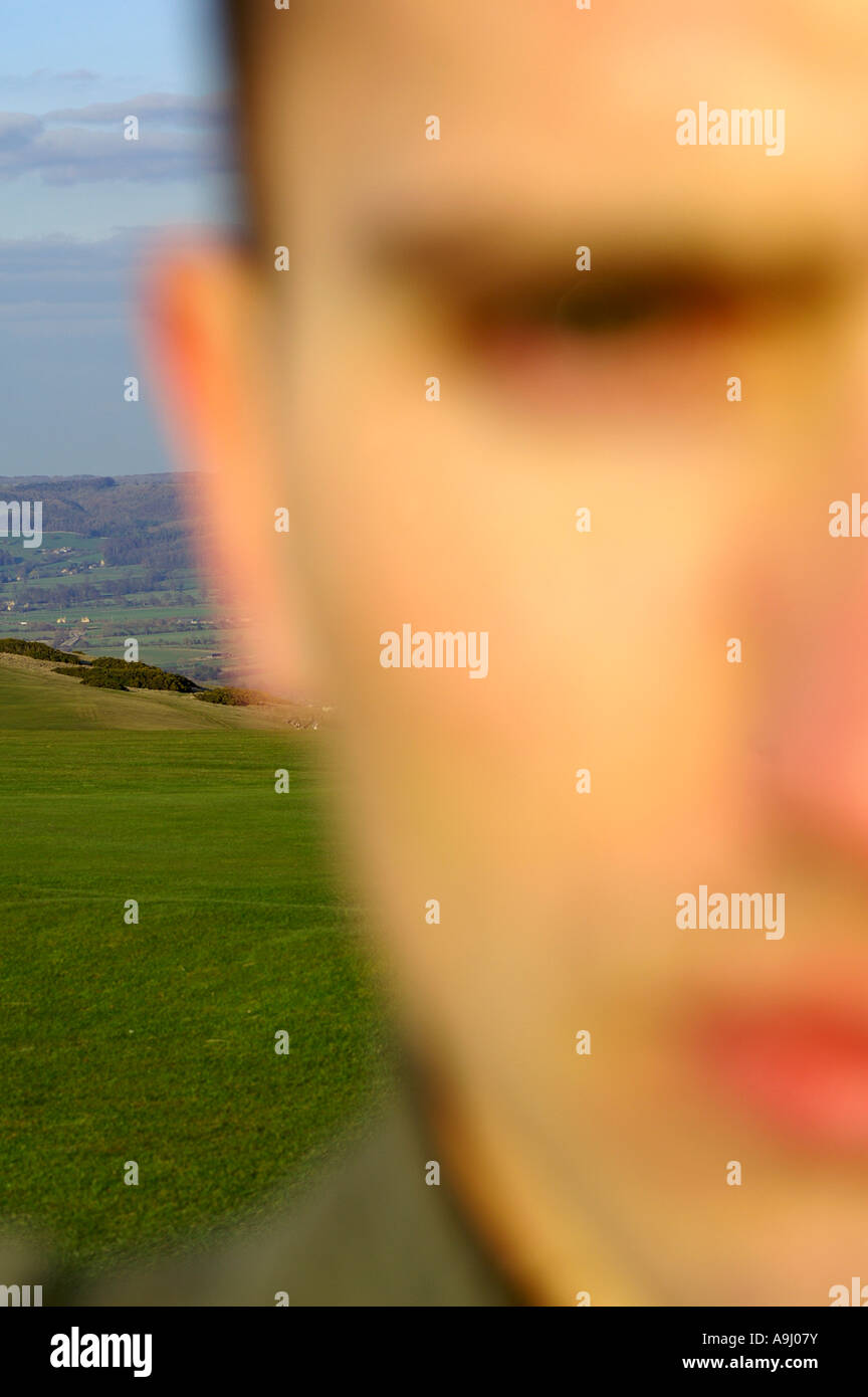 fuzzy portrait of handsome model, close up, half face Stock Photo - Alamy