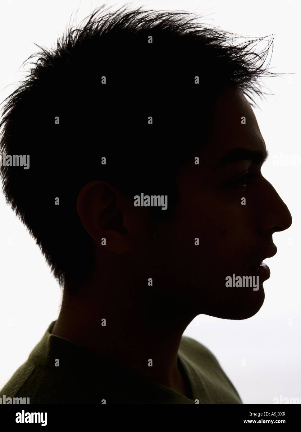 Silhouette profile of Pacific Islander man Stock Photo - Alamy