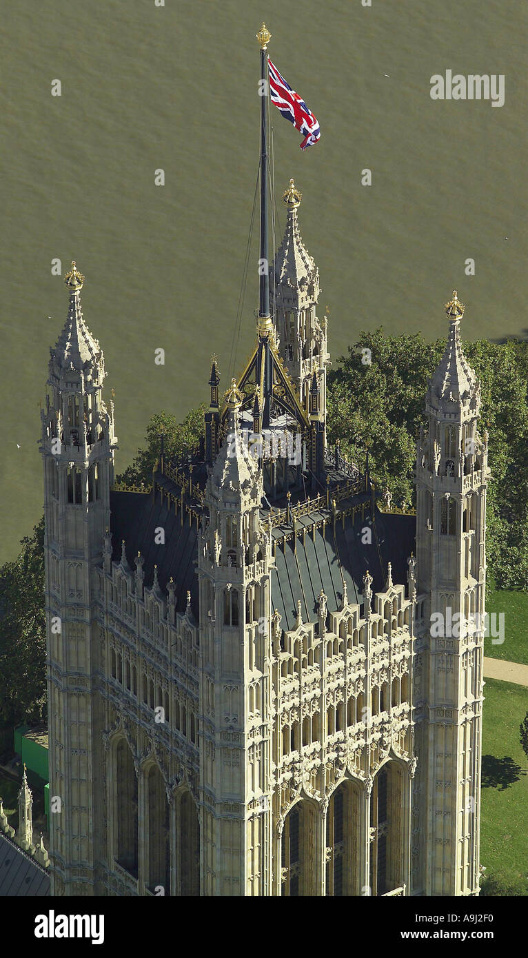 Aerial view the Victoria Tower at the Houses of Parliament in ...