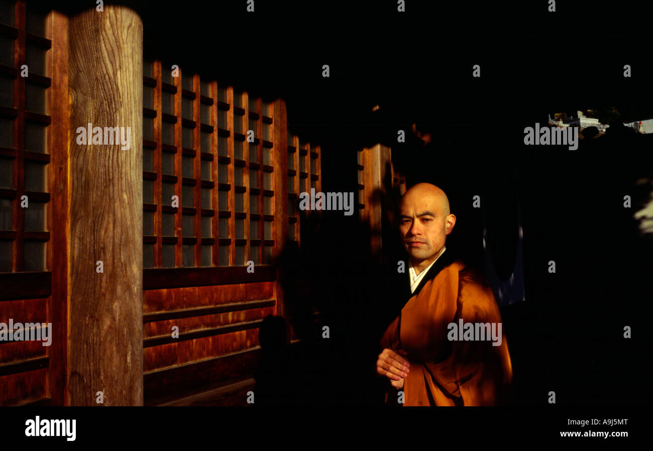 Zen monks of the Soto School meditate at the Seiryu ji Temple in Hikone ...