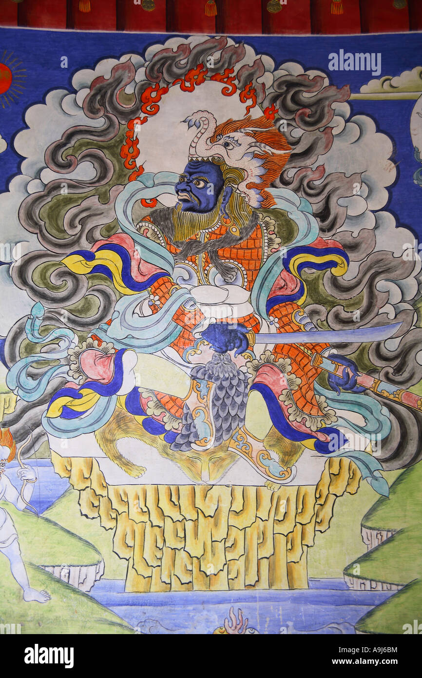 Mural Painting on the wall. Hemis Gompa a Tibetan Buddhist monastery of ...