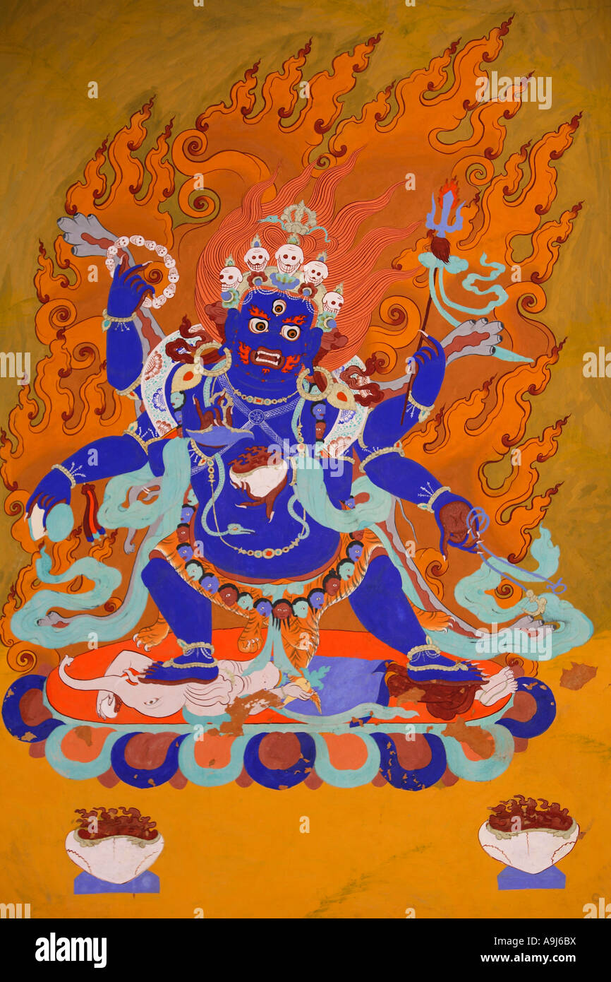 Wall painting at thak thong gompa, Ladakh, Jammu Kashmir, India Stock ...