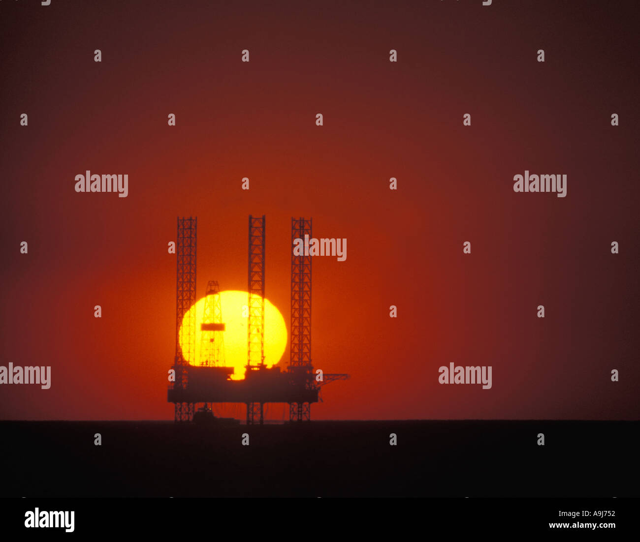 british english england gas rig at sunset leasowe wirral peninsular ...