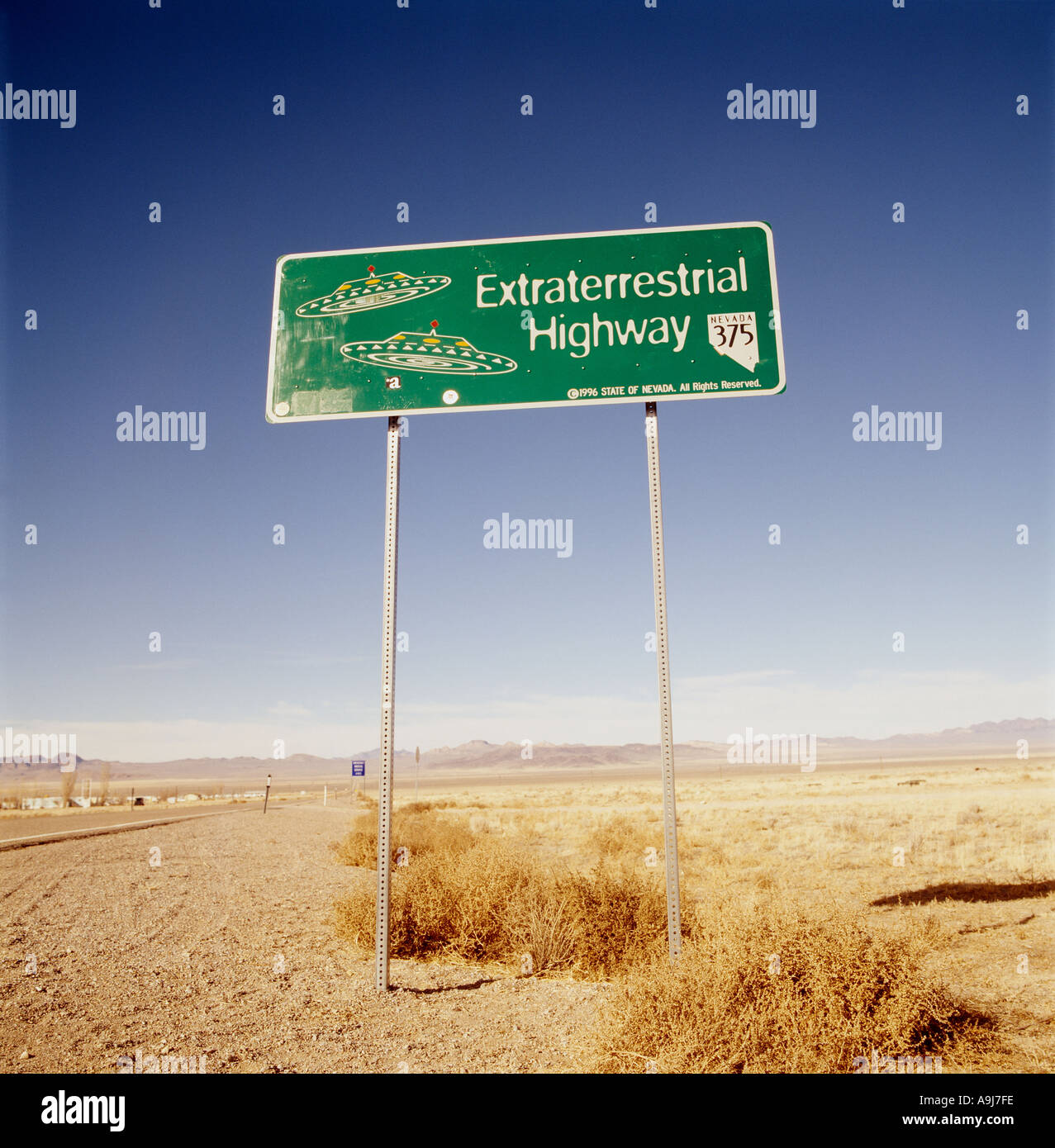 Nevada road sign from the Extra Terrestrial Highway Stock Photo - Alamy