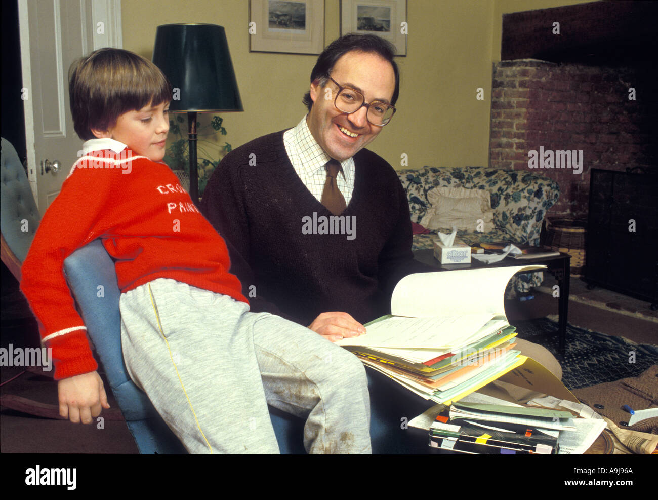 Michael Howard MP with his son at home in Kent 1985 Stock Photo - Alamy
