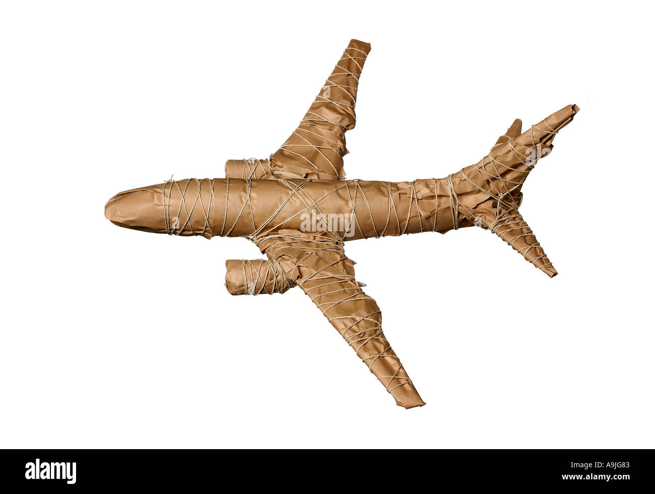 an airplane wrapped in a brown paper Stock Photo - Alamy