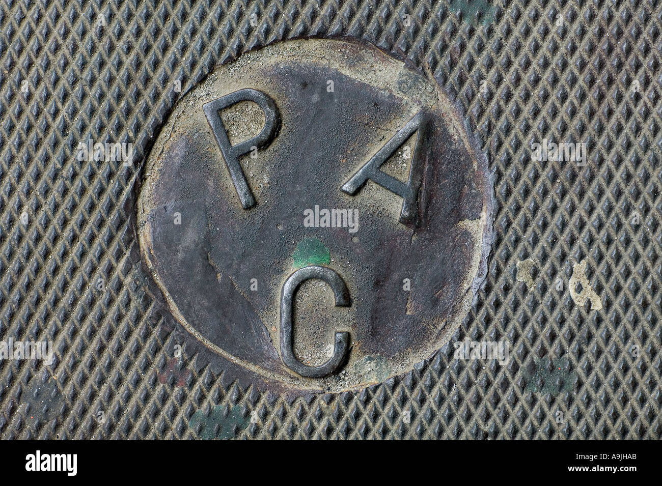 round sign saying p a c Stock Photo - Alamy
