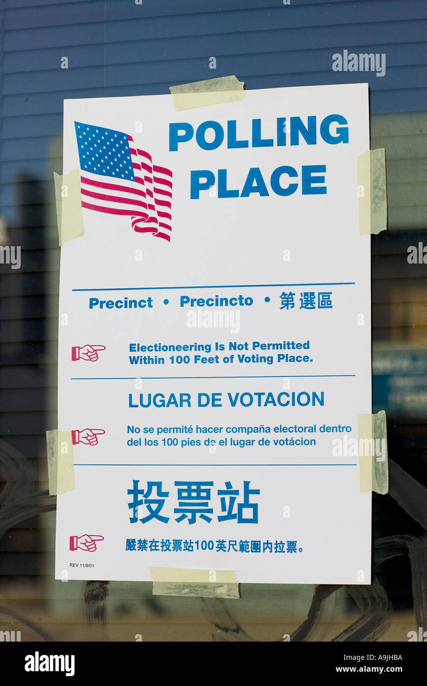 sign showing the polling place and the rules of polling Stock Photo - Alamy