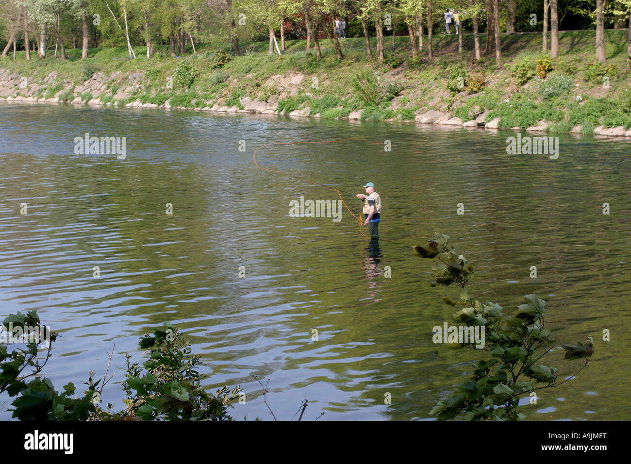 Fly Fishing River Taff, Bute Park Cardiff, South Wales, UJK Stock Photo ...
