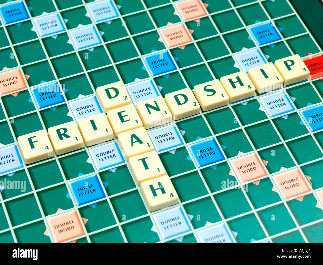 Board game scrabble friendship death word hi-res stock photography and ...