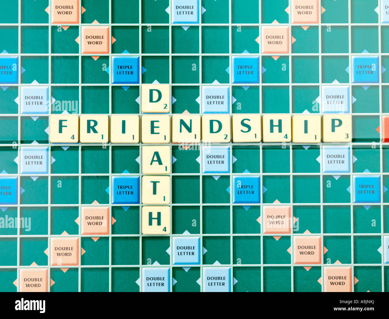 Board game scrabble friendship death word hi-res stock photography and ...