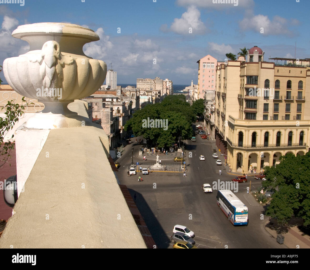 Cuba Havana view from roof terrace down the Prado in central Havana ...