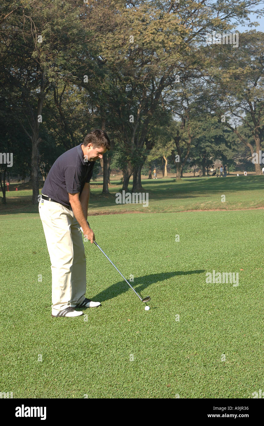 ANG99212 One Man playing Golf Chembur Mumbai India Model Release No 524 ...